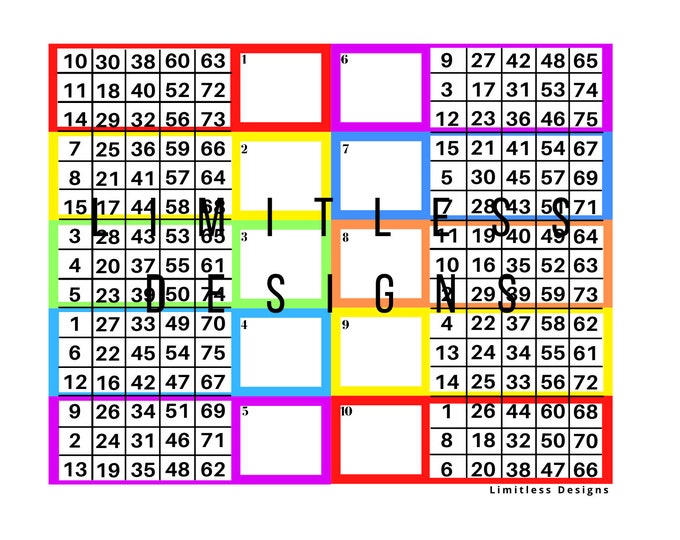 Blocks Bingo Board, 5 Mixed Sheets, Printable PDF Files Download, 8 ...
