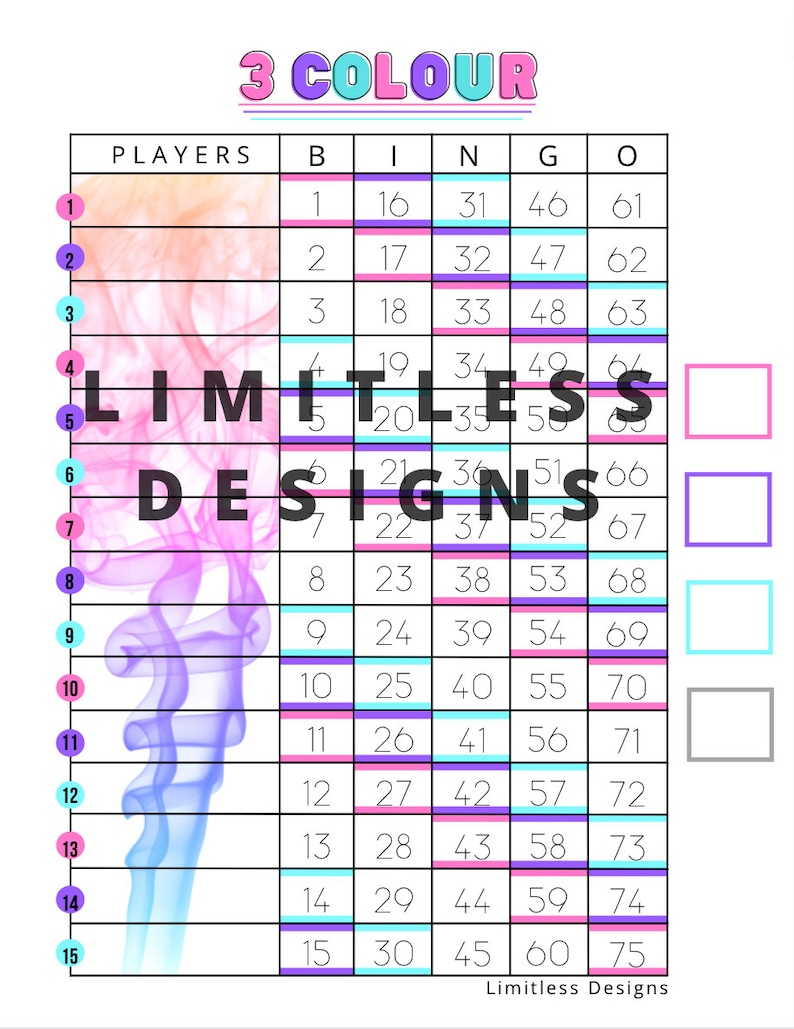 Multi Coloured Bingo Boards ( Mixed & Straight) - Etsy