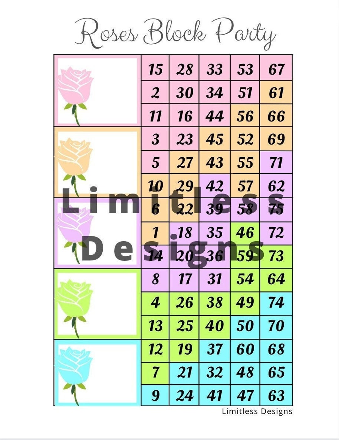 Roses Bingo Blocks - Etsy