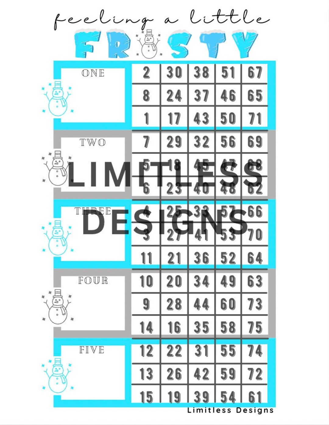 Frosty Bingo Blocks - Etsy