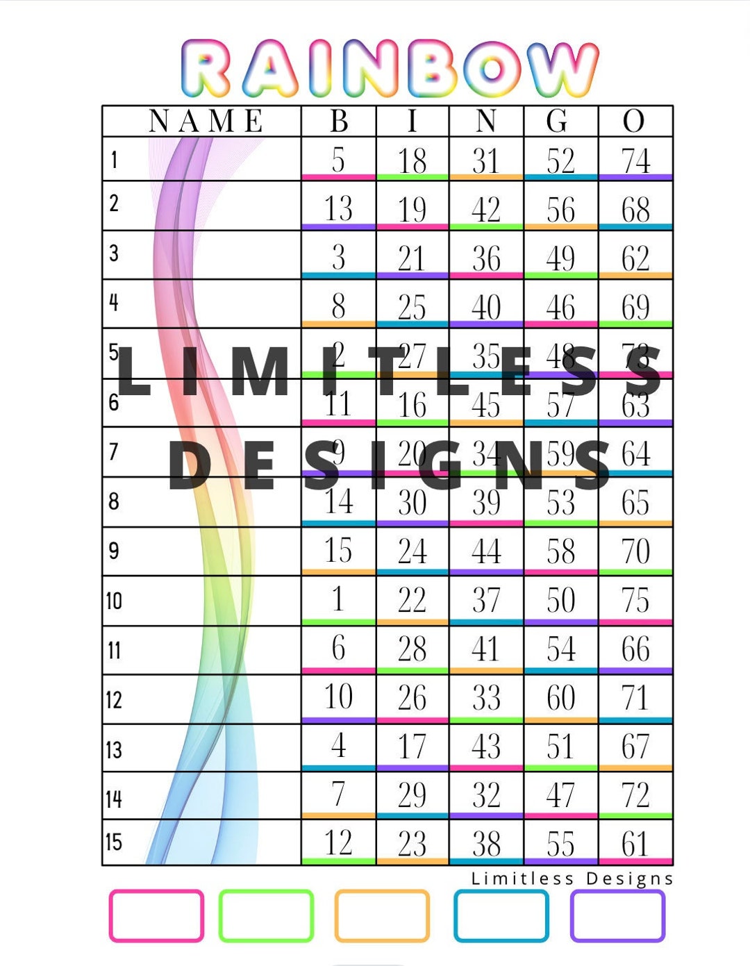 Rainbow Bingo ( Mixed & Straight) - Etsy