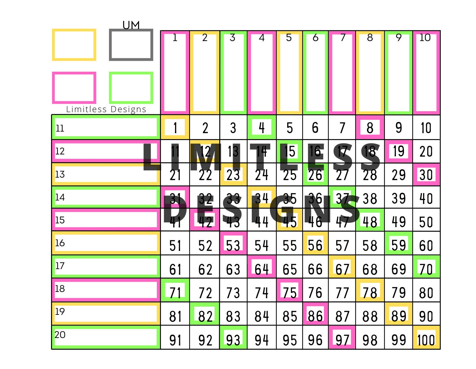 Multi Colour Bingo Grid (mixed & Straight) - Etsy