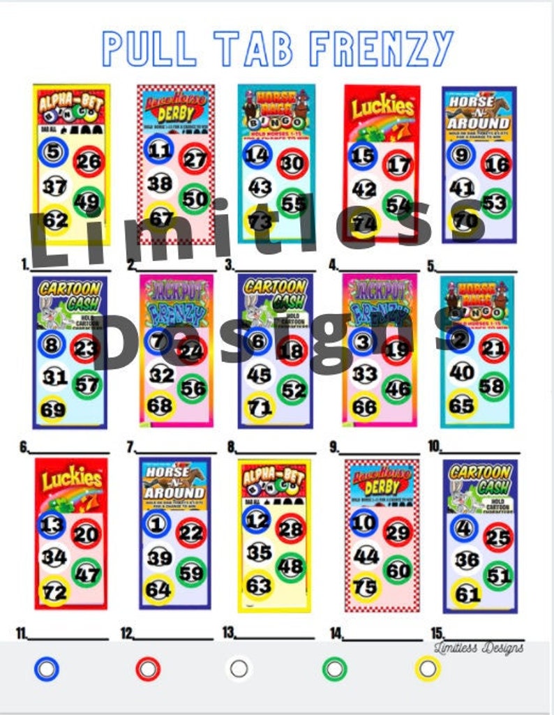 Pull Tab Frenzy Bingo Boards - Etsy