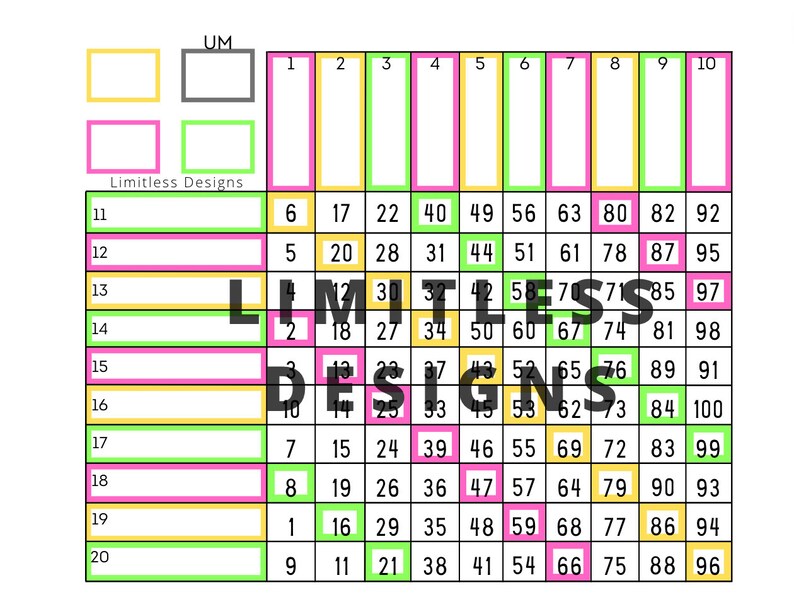 Multi Colour Bingo Grid (mixed & Straight) - Etsy