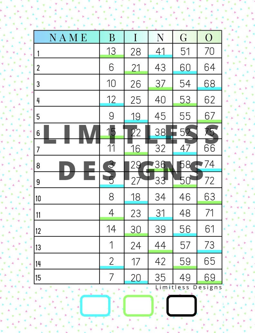 2 Colour Bingo Boards (mixed & Straight) - Etsy