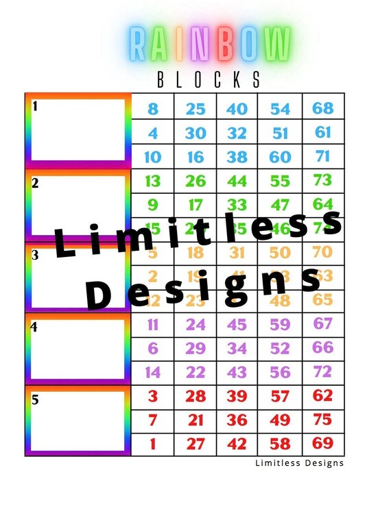 Rainbow Bingo Blocks mixed Only - Etsy Canada