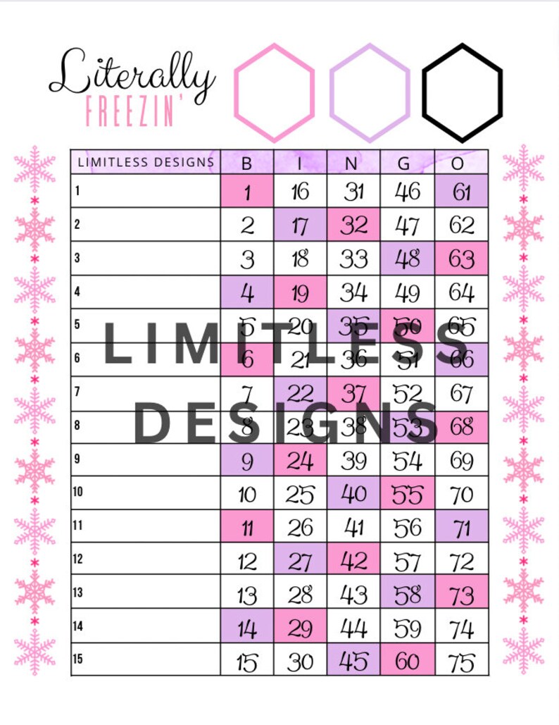 Literally Freezin' Bingo Boards (mixed & Straight) - Etsy
