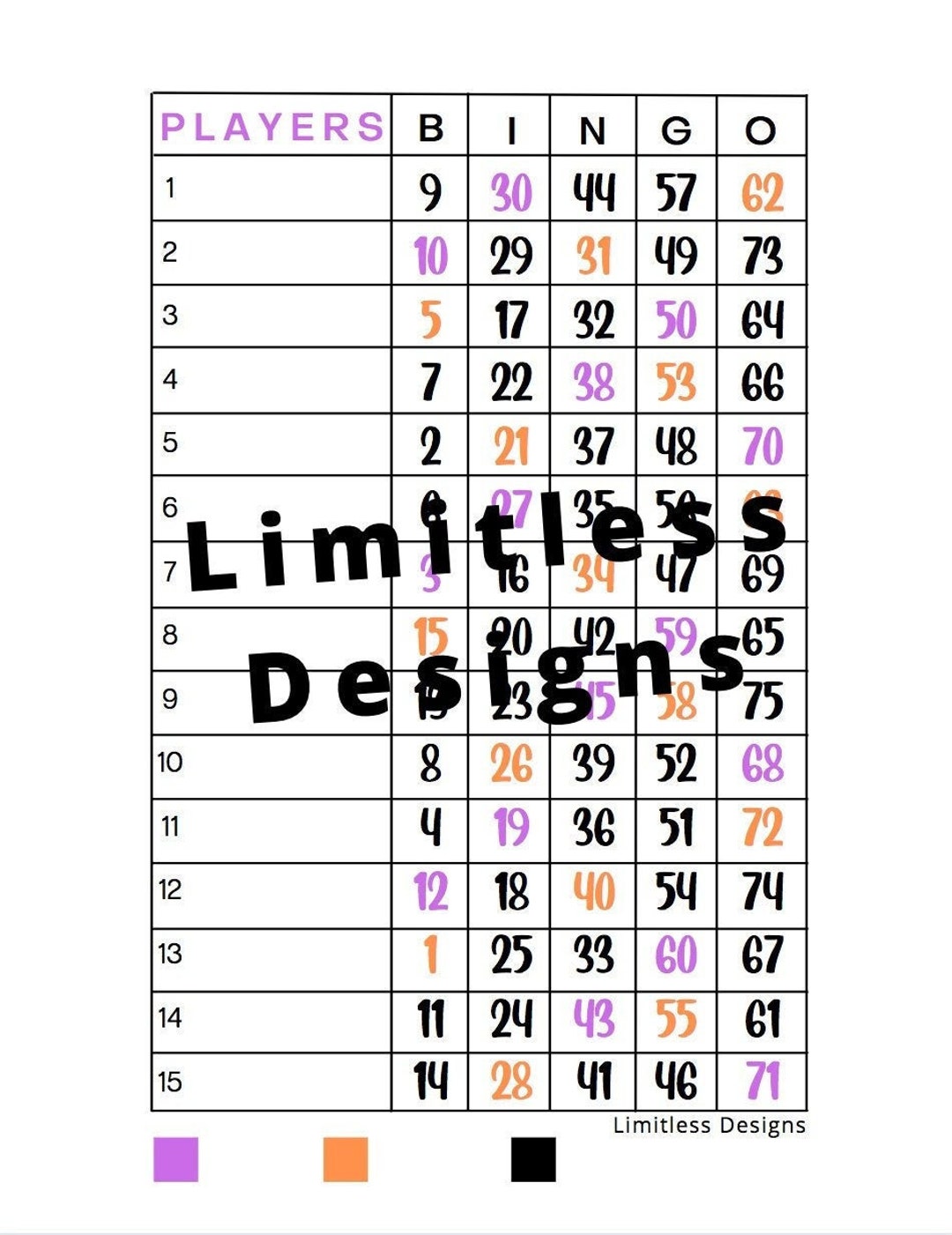 Bingo Board 2 Colours (mixed & Straight) - Etsy