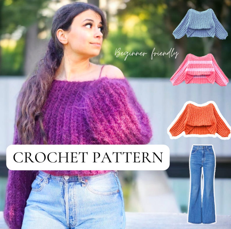 Crochet Pattern Bundle: Mohair Cloud Sweater - Beginner-friendly ...
