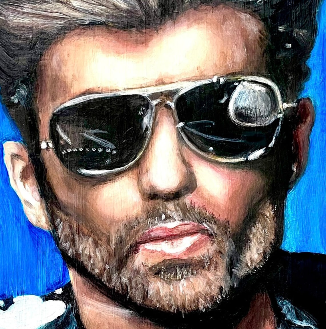 PRINT George Michael Leather Jacket & Sunglasses - Etsy