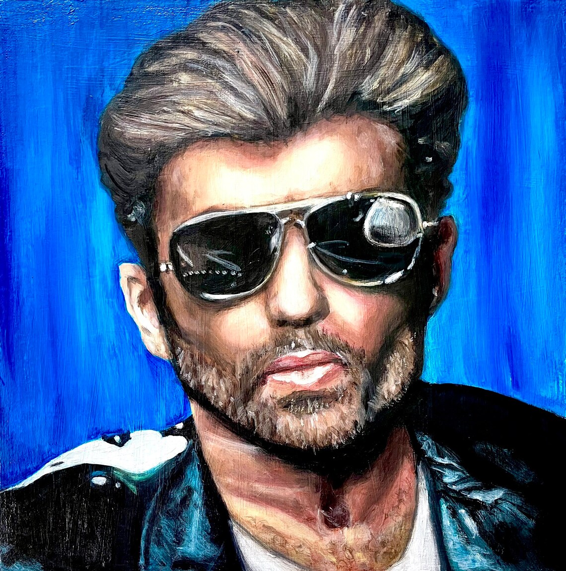 PRINT George Michael Leather Jacket & Sunglasses - Etsy