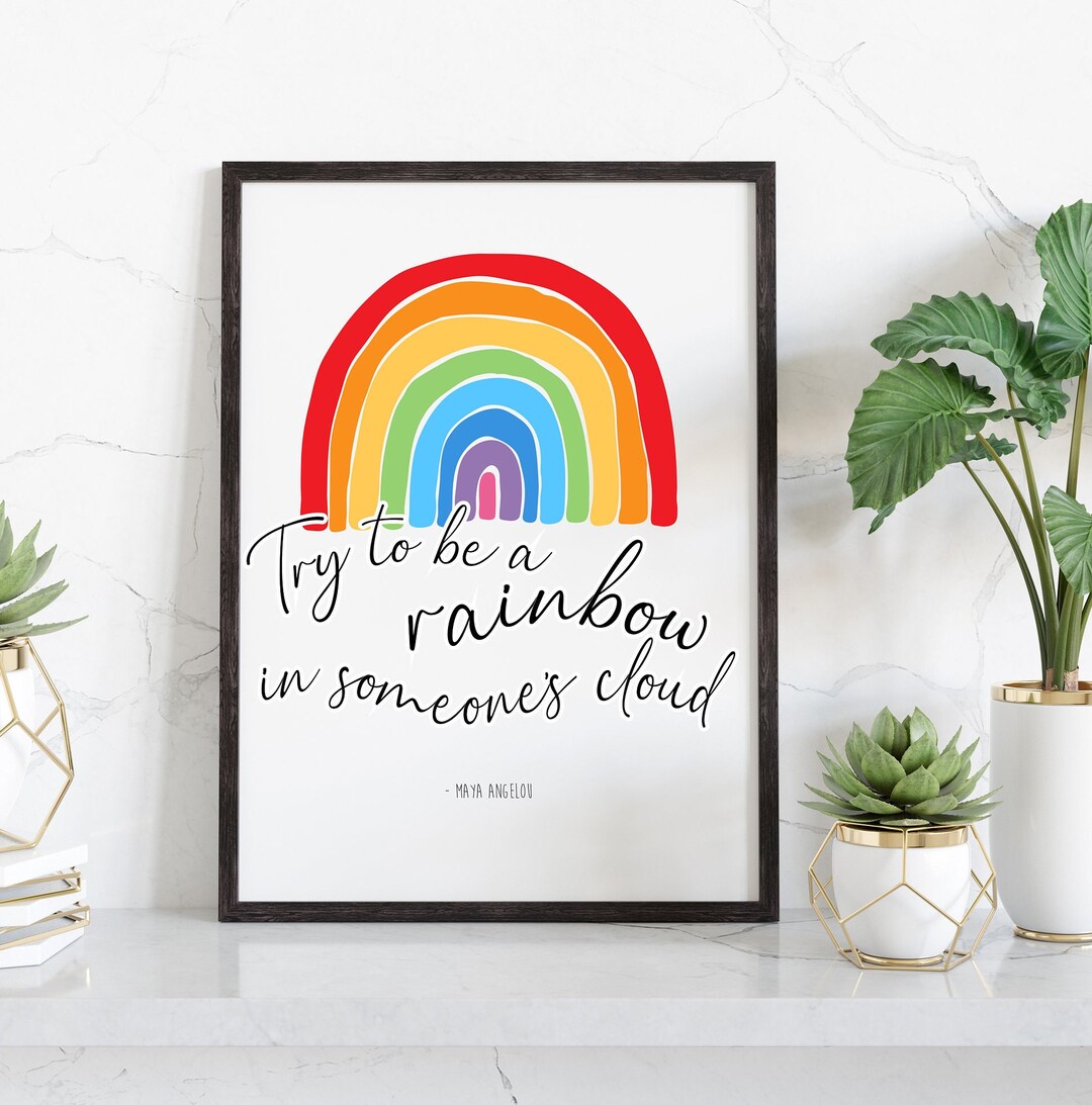 Rainbow Maya Angelou Motivational Print, Inspirational Wall Art ...