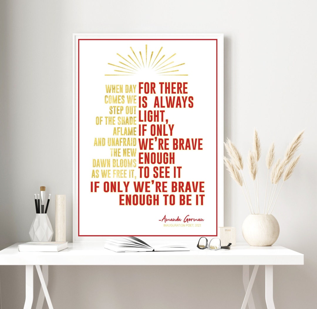 Amanda Gorman Poem Print – the Hill We Climb, Inspirational Wall Art - Etsy