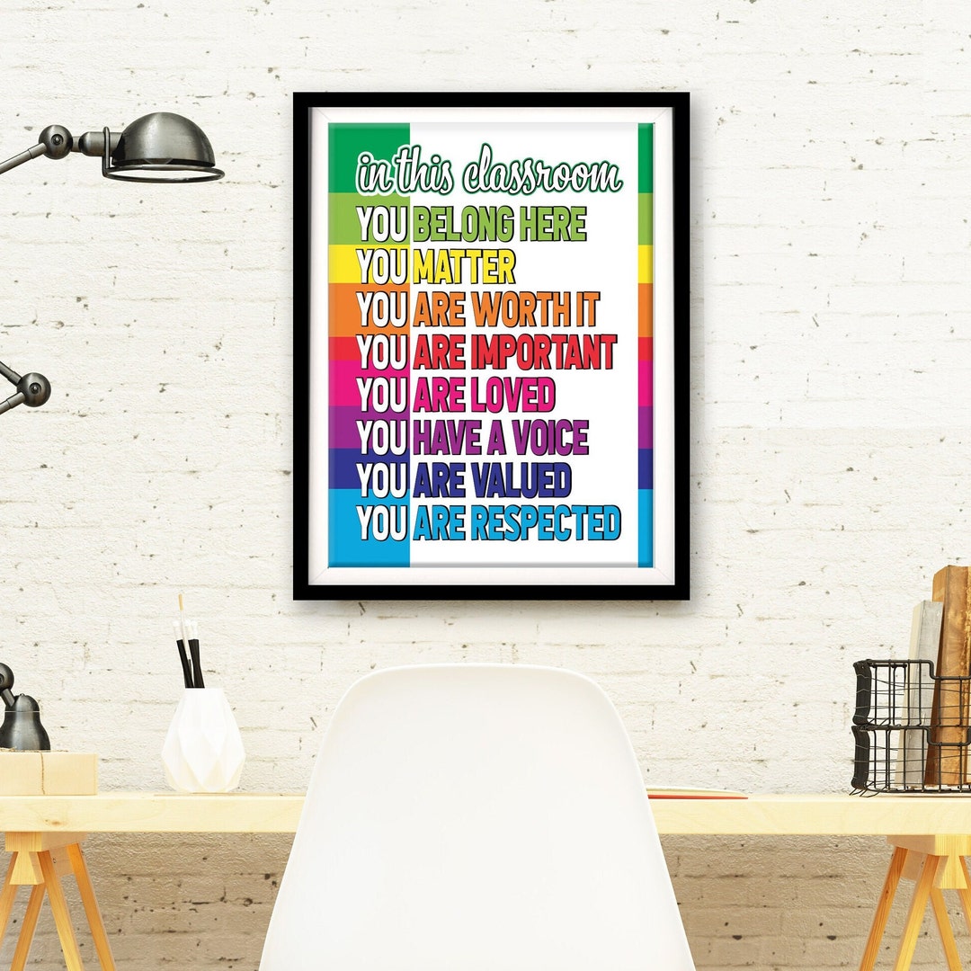 Diversity Inclusion Rainbow Classroom Print- Teacher Appreciation Gift ...