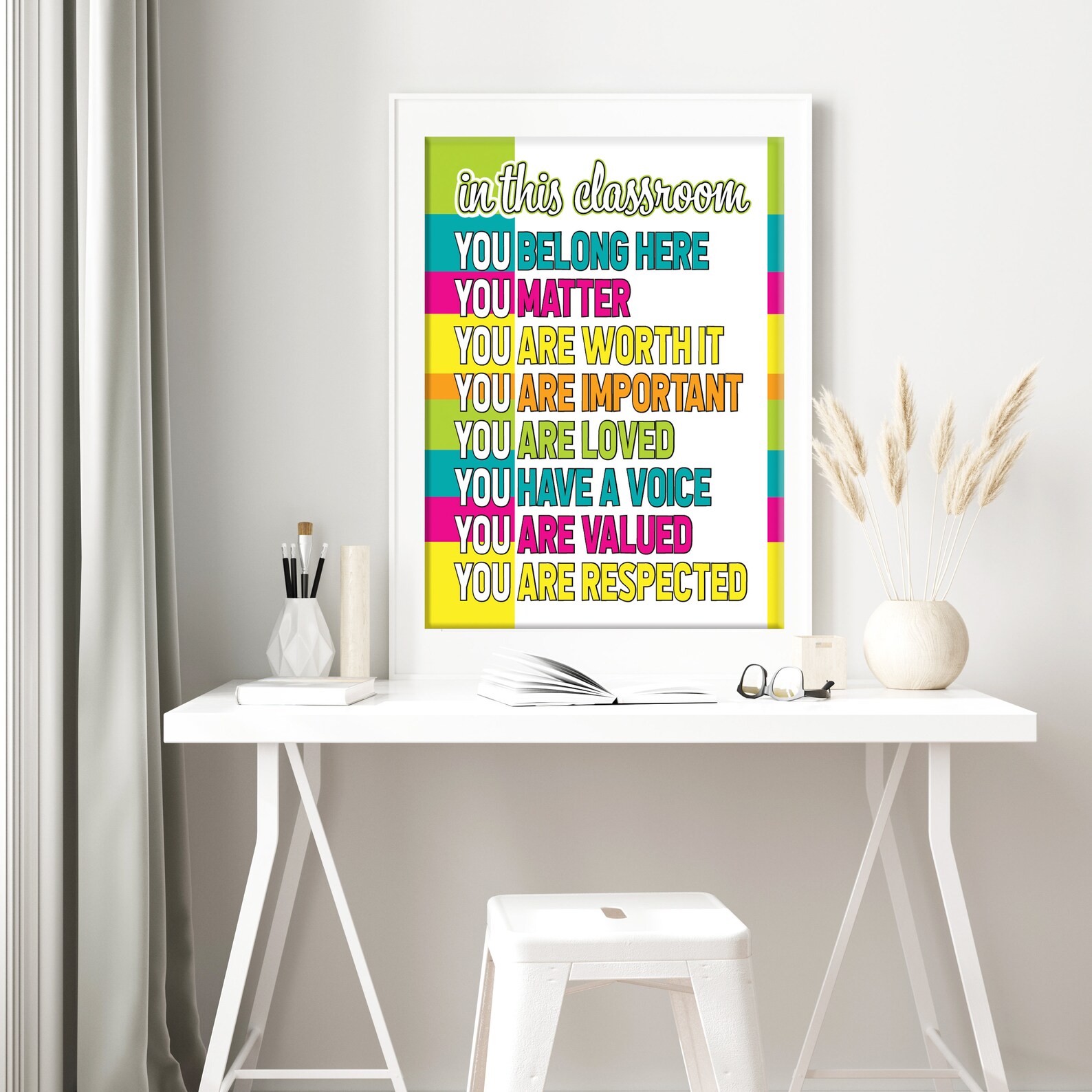 Diversity Inclusion Rainbow Classroom Print- Teacher Appreciation Gift ...