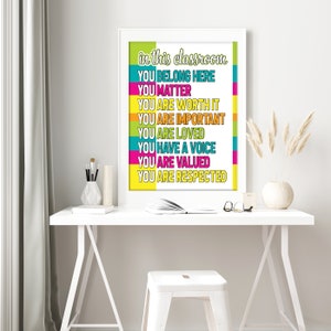 Diversity Inclusion Rainbow Classroom Print- Teacher Appreciation Gift ...