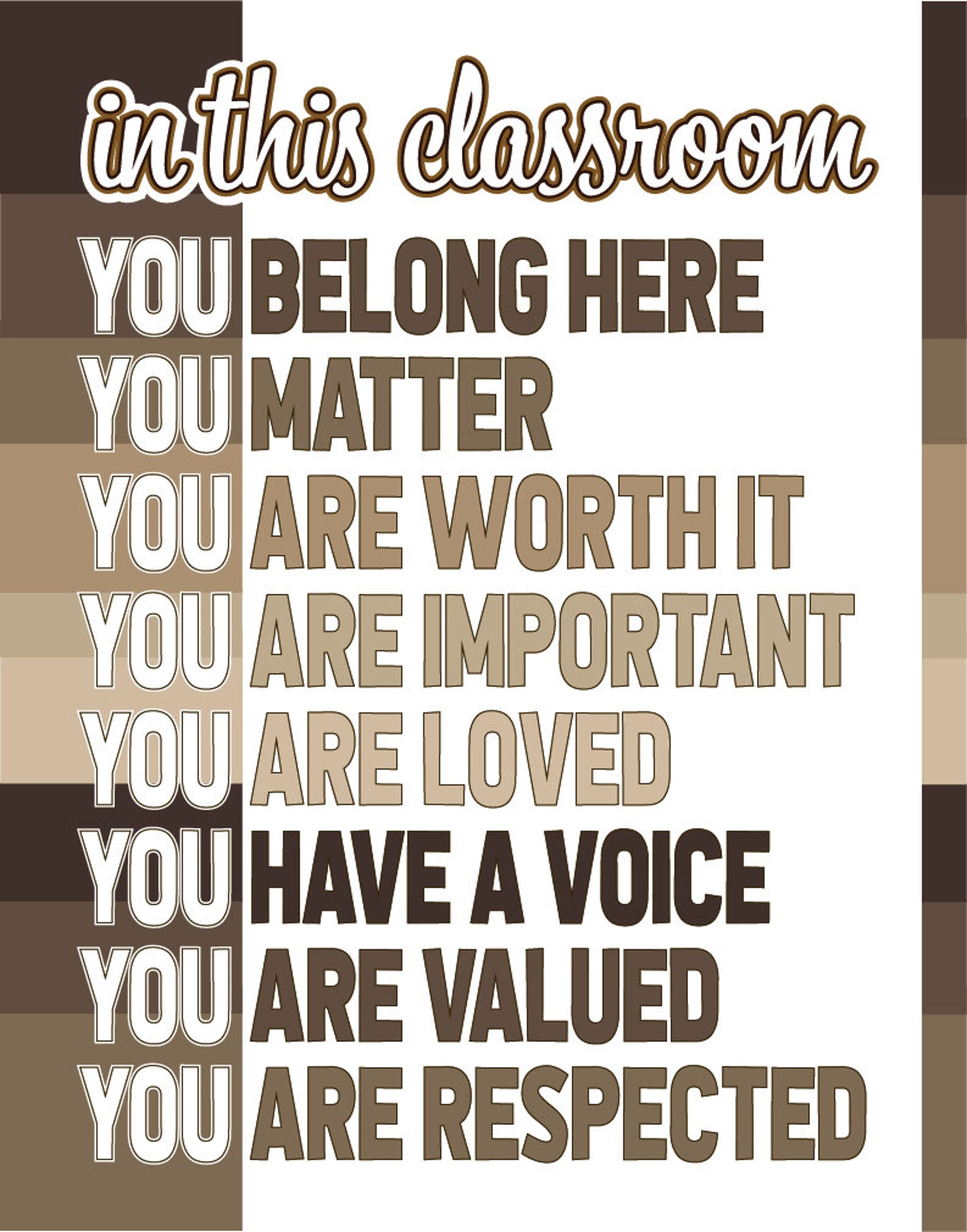 Diversity Inclusion Rainbow Classroom Print - Etsy