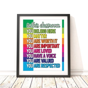 Diversity Inclusion Rainbow Classroom Print- Teacher Appreciation Gift ...