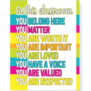 Diversity Inclusion Rainbow Classroom Print- Teacher Appreciation Gift ...