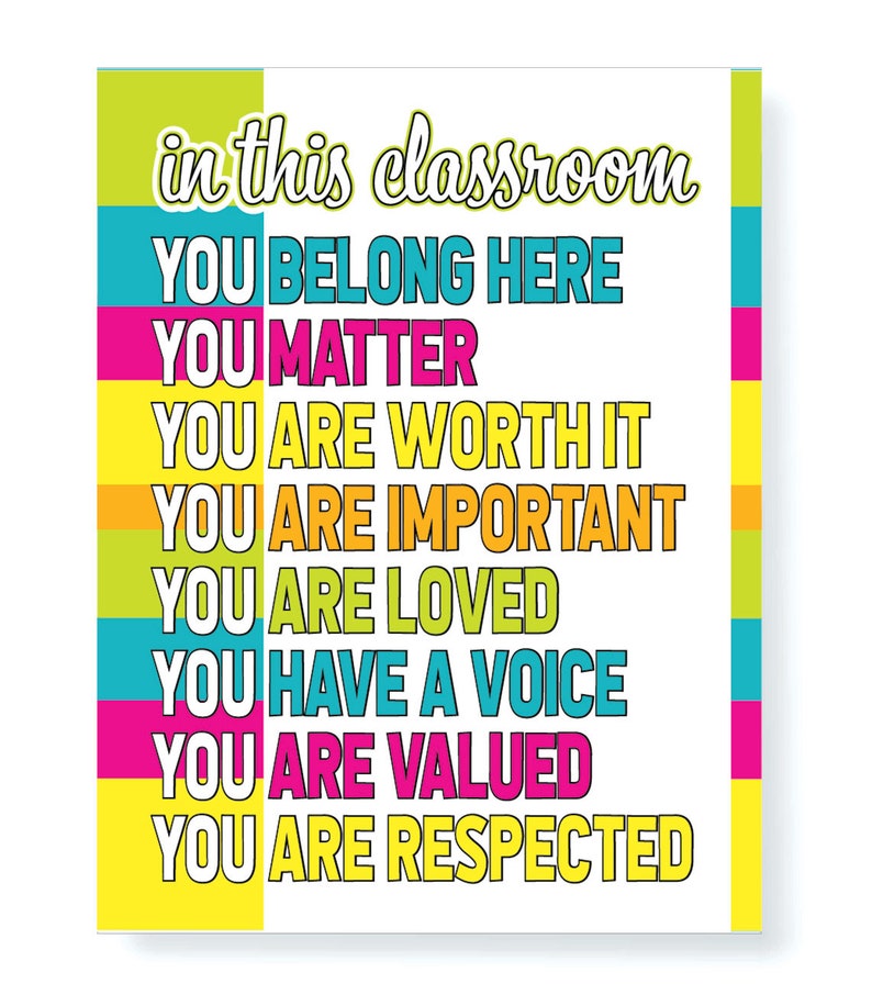 Diversity Inclusion Rainbow Classroom Print- Teacher Appreciation Gift ...