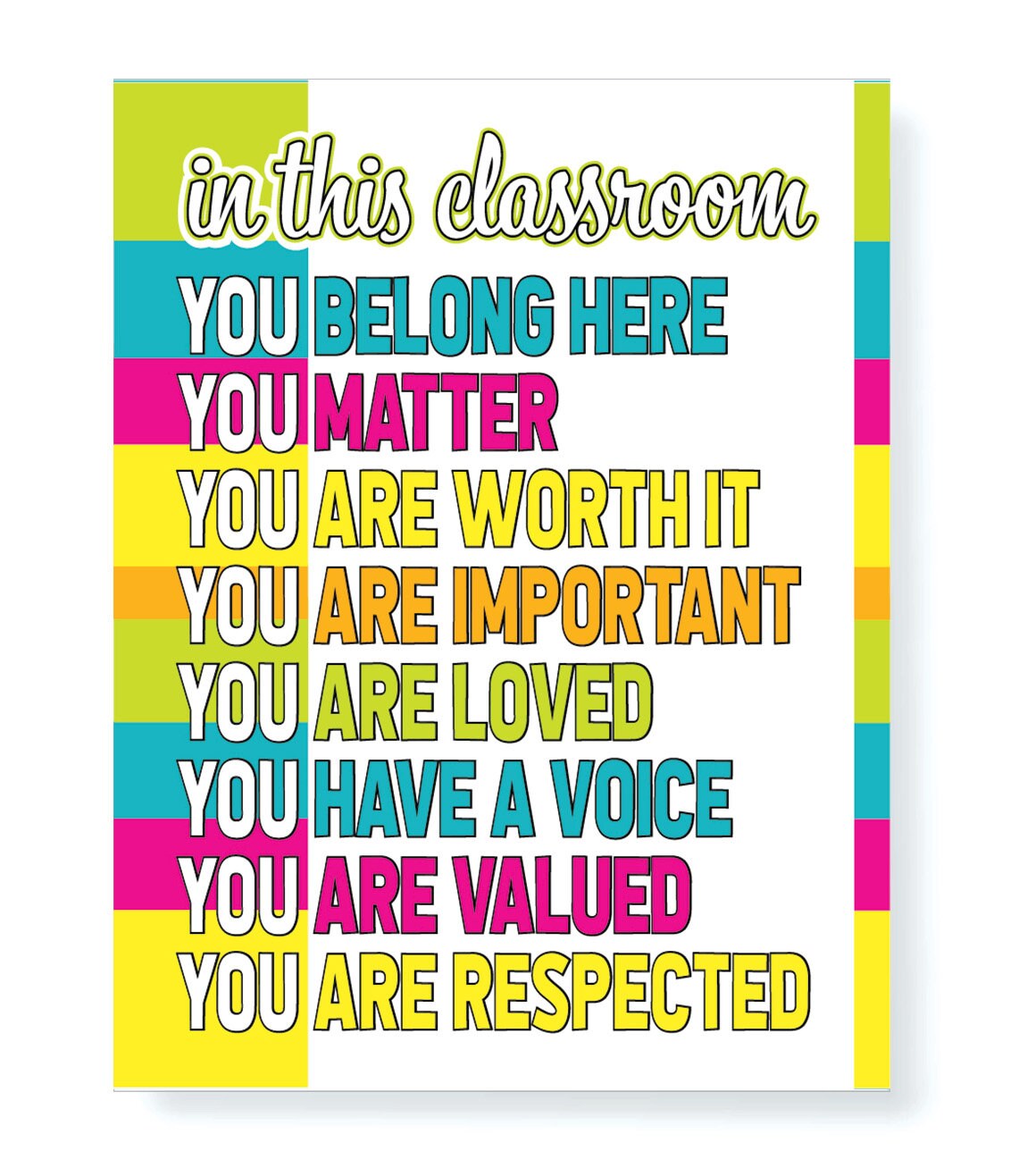 Diversity Inclusion Rainbow Classroom Print- Teacher Appreciation Gift ...