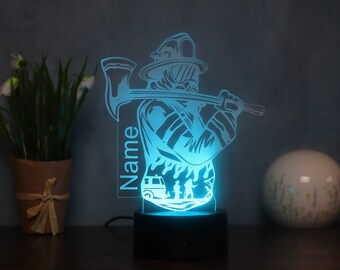 Firefighter Lamp Firefighter's Light Fireman's Gift Helmet Badge ...