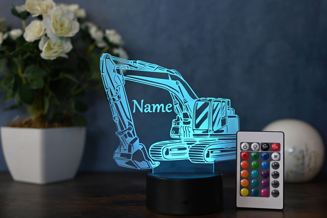 Personalized LED Excavator, Gift Idea as Night Light for Boys, as ...