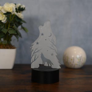 Wolf LED Lamp - Wolf Gift, Decoration for Wolf Lovers as LED Wolf Night ...