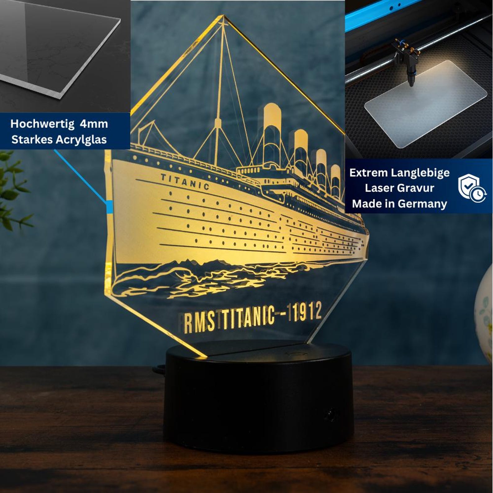 Personalized Titanic LED Table Lamp - Unique Titanic Model Gift for ...