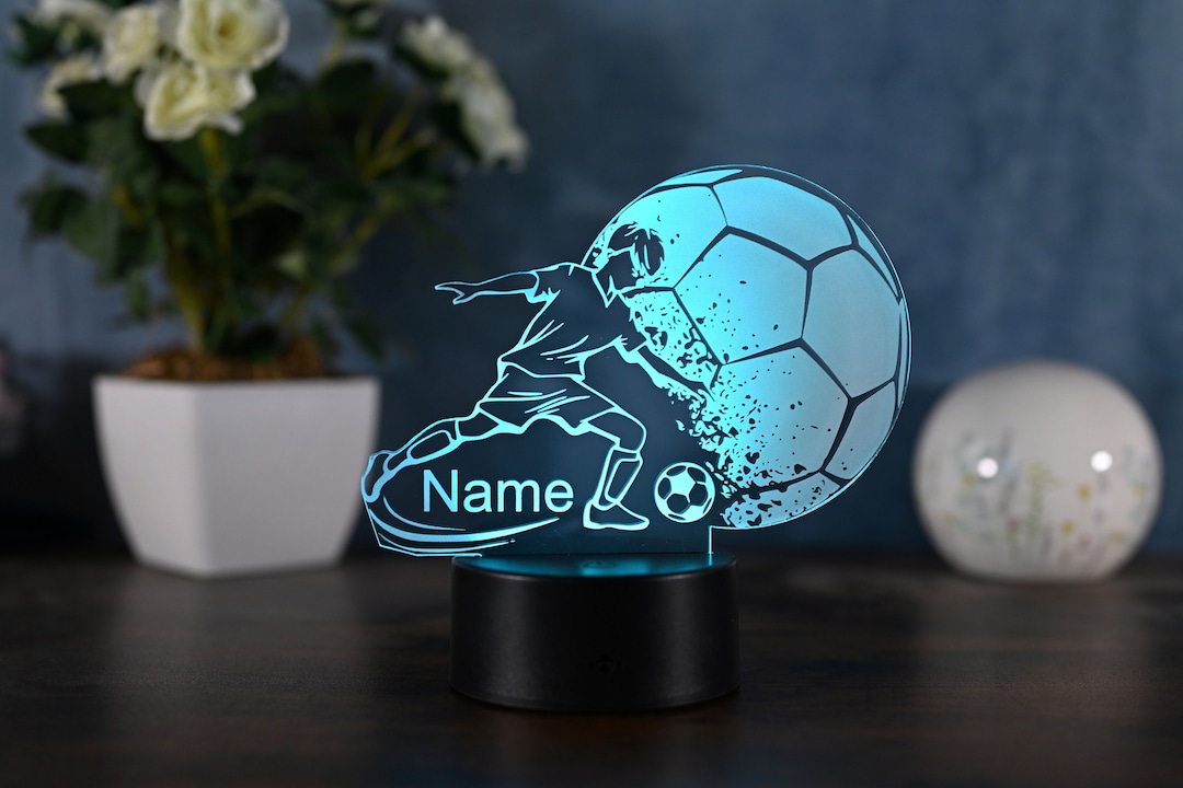 Personalized Soccer Lamp Unique Bedroom Night Light and Home Decor Gift ...