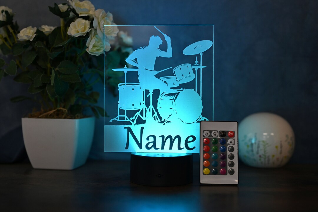 Personalized LED Drum Lamp - Unique Musician Gift, Drum Decoration for ...