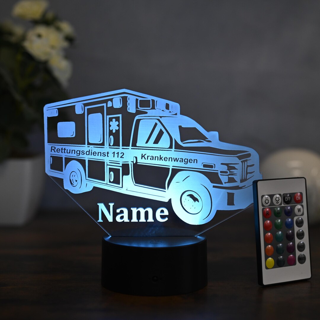Personalized LED Table Lamp - Ambulance Design - Gift for Nurses and ...