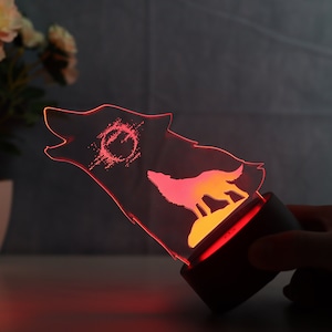 Howling Wolf as LED Table Lamp and Night Light for Decoration, Gift ...