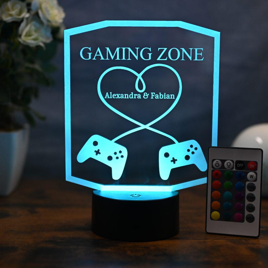 Personalised Gamer Lamp - Perfect Partner Gift Decoration for Couples ...