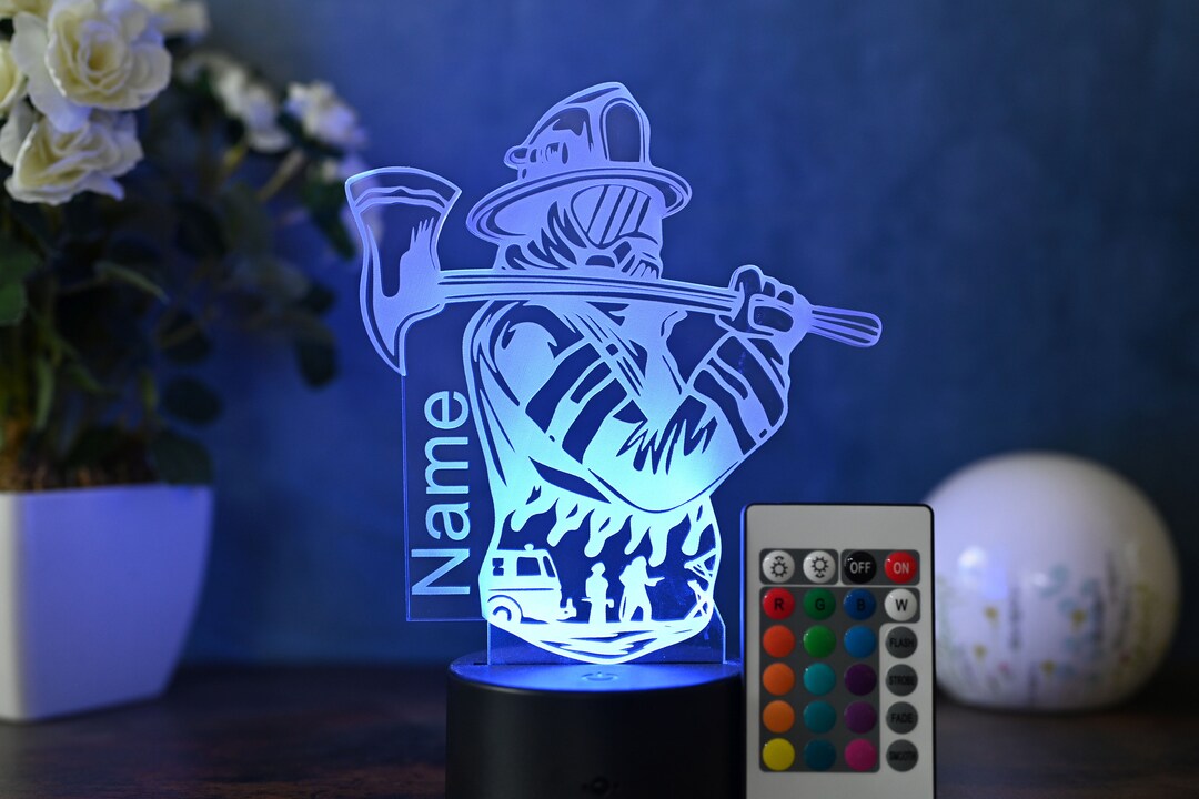 Personalized Firefighter LED Table Lamp Ideal Gift for Firefighters or ...