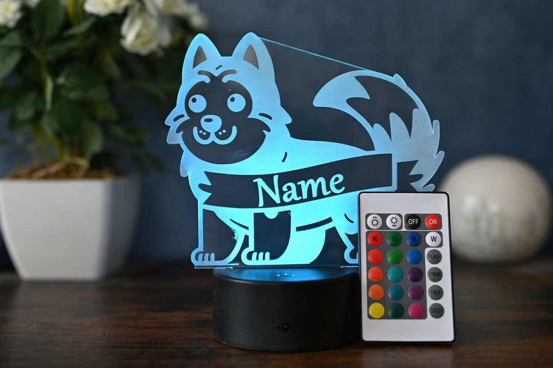 Personalized LED Night Light Dog & Wolf Gift for Dog Lovers, Ideal for ...