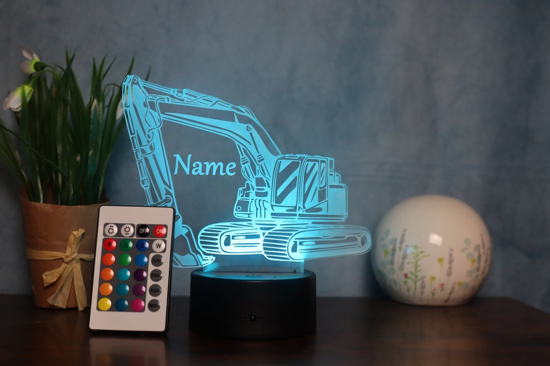 Personalized LED Excavator, Gift Idea as Night Light for Boys, as ...