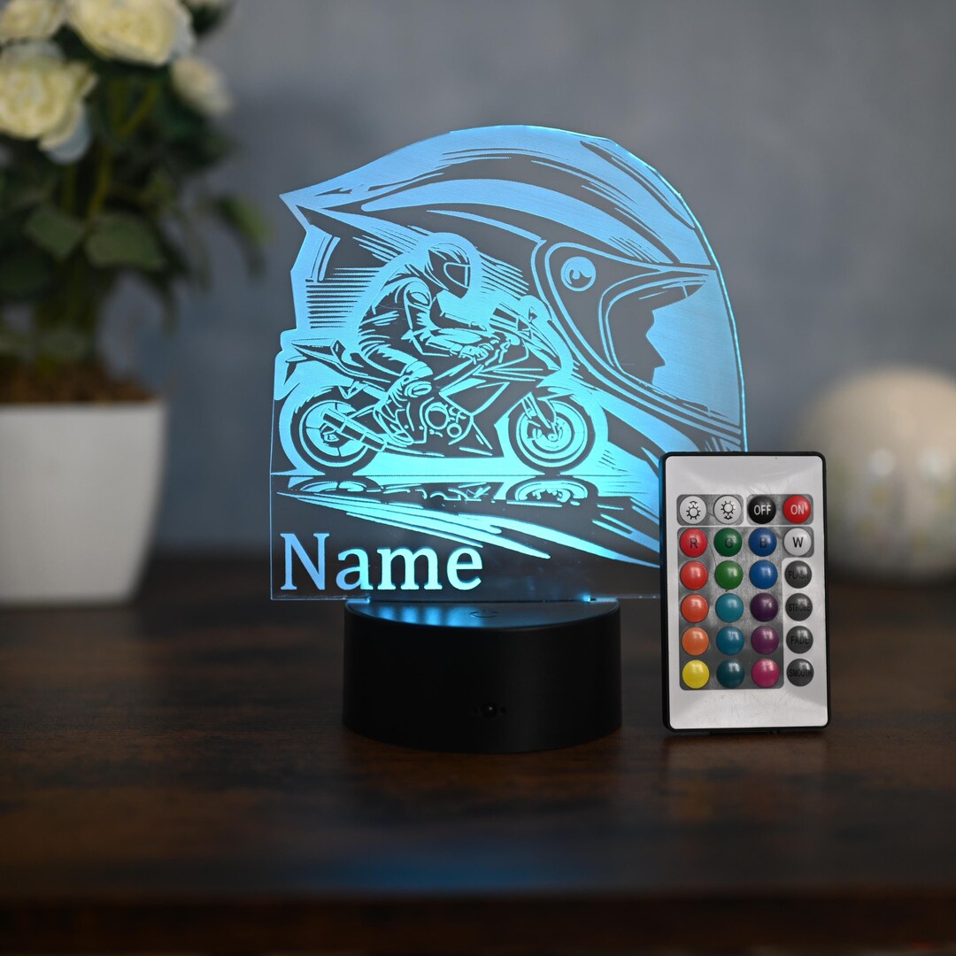 Personalized LED Motorcycle Lamp - Gift for Motorcyclists, Motorcycle ...