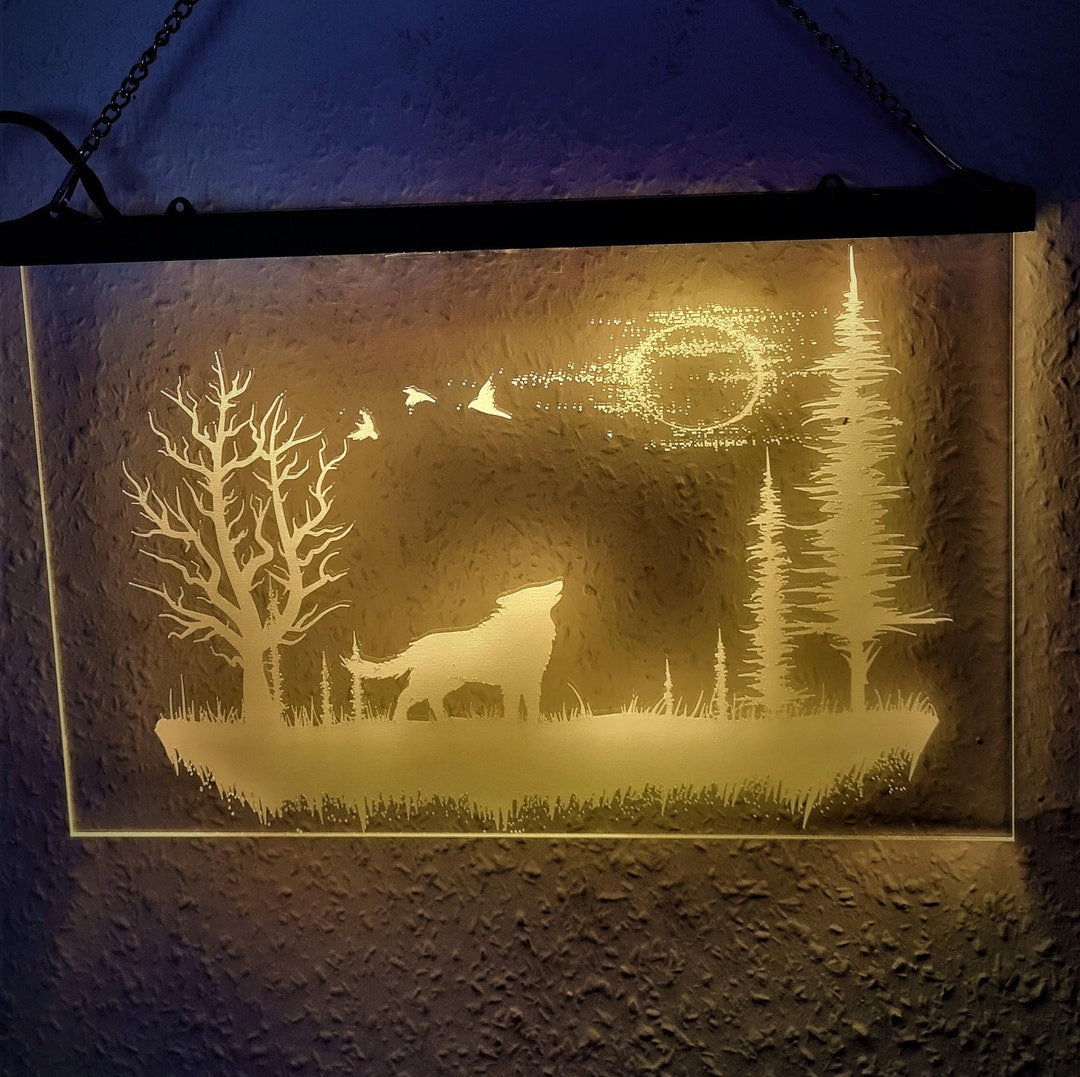 LED Lighting Wolf Motif, Night Light, Decoration, Sleep Light Relax and ...