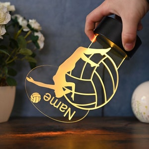 Personalized Volleyball LED Table Lamp, Gift Idea for Volleyball Player ...