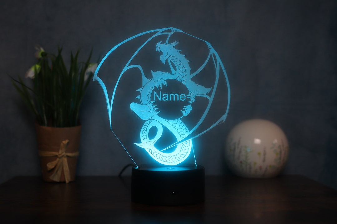 Personalized Dragon LED Table Lamp Gift Idea for Dragon Fans - Etsy