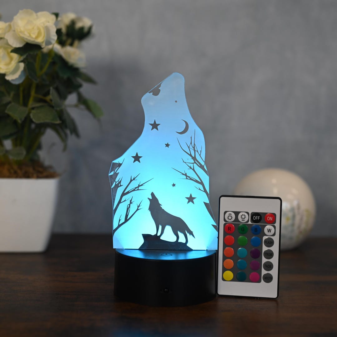 Wolf LED Lamp - Wolf Gift, Decoration for Wolf Lovers as LED Wolf Night ...