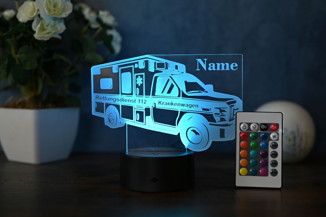 Personalized LED Table Lamp - Ambulance Design - Gift for Nurses and ...