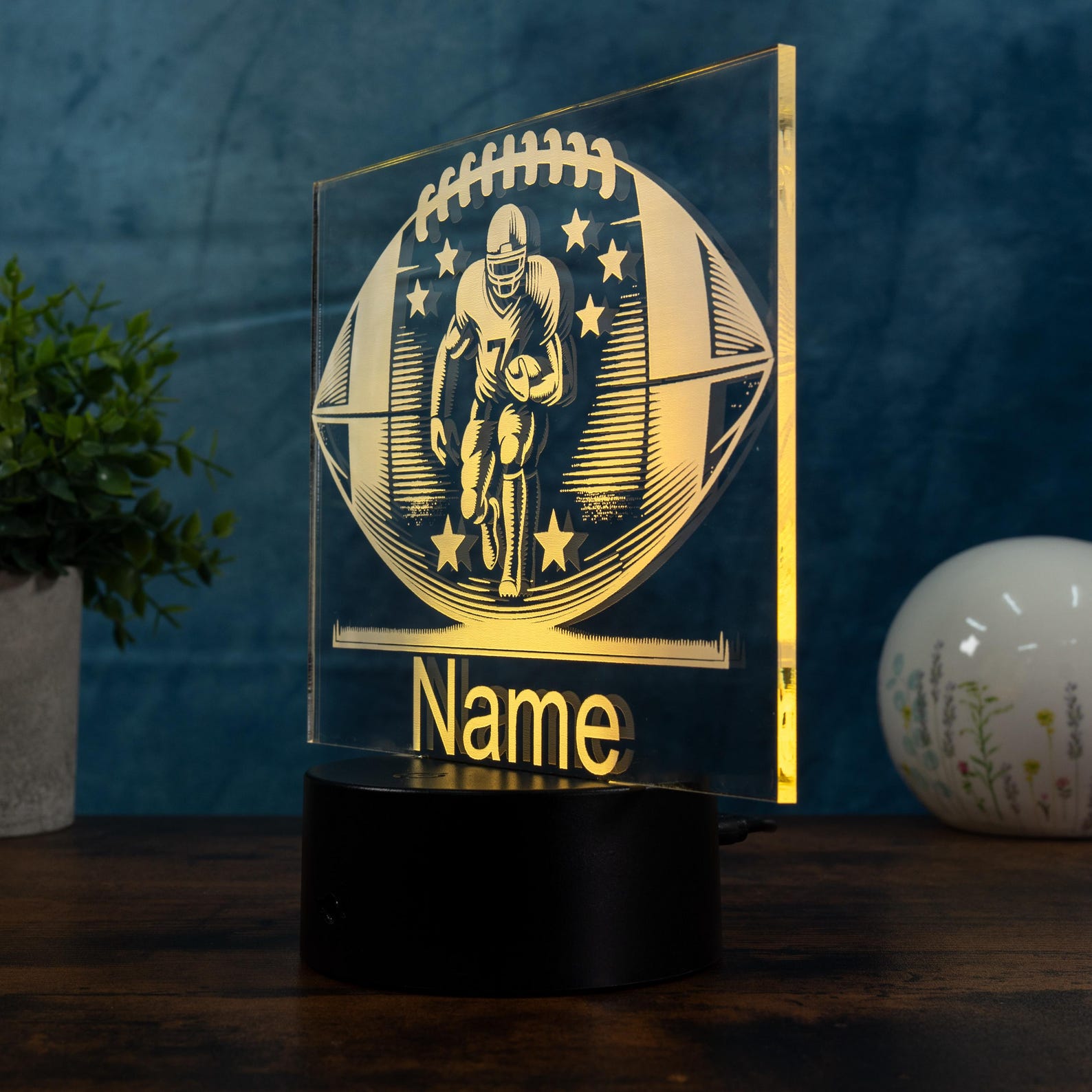 Personalized LED Football Lamp - American Football Gift, Night Light ...