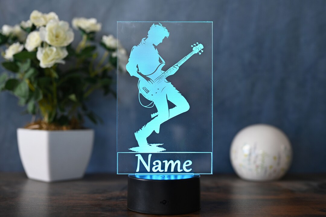 Personalized LED Table Lamp for Bass Guitar Players - Gift for ...