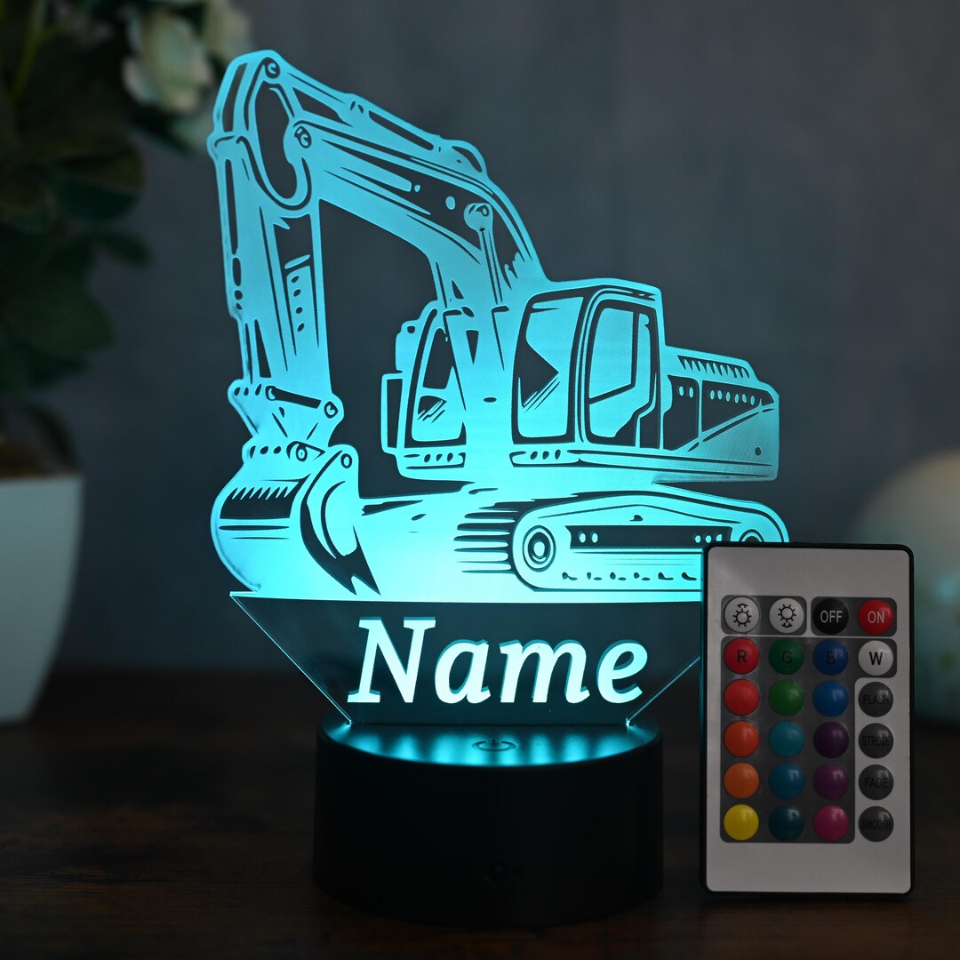 Personalized LED Excavator, Gift Idea as Night Light for Boys, as ...