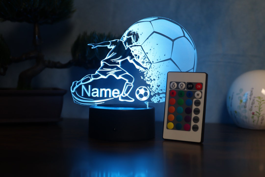 Personalized Soccer Lamp Unique Bedroom Night Light and Home Decor Gift ...
