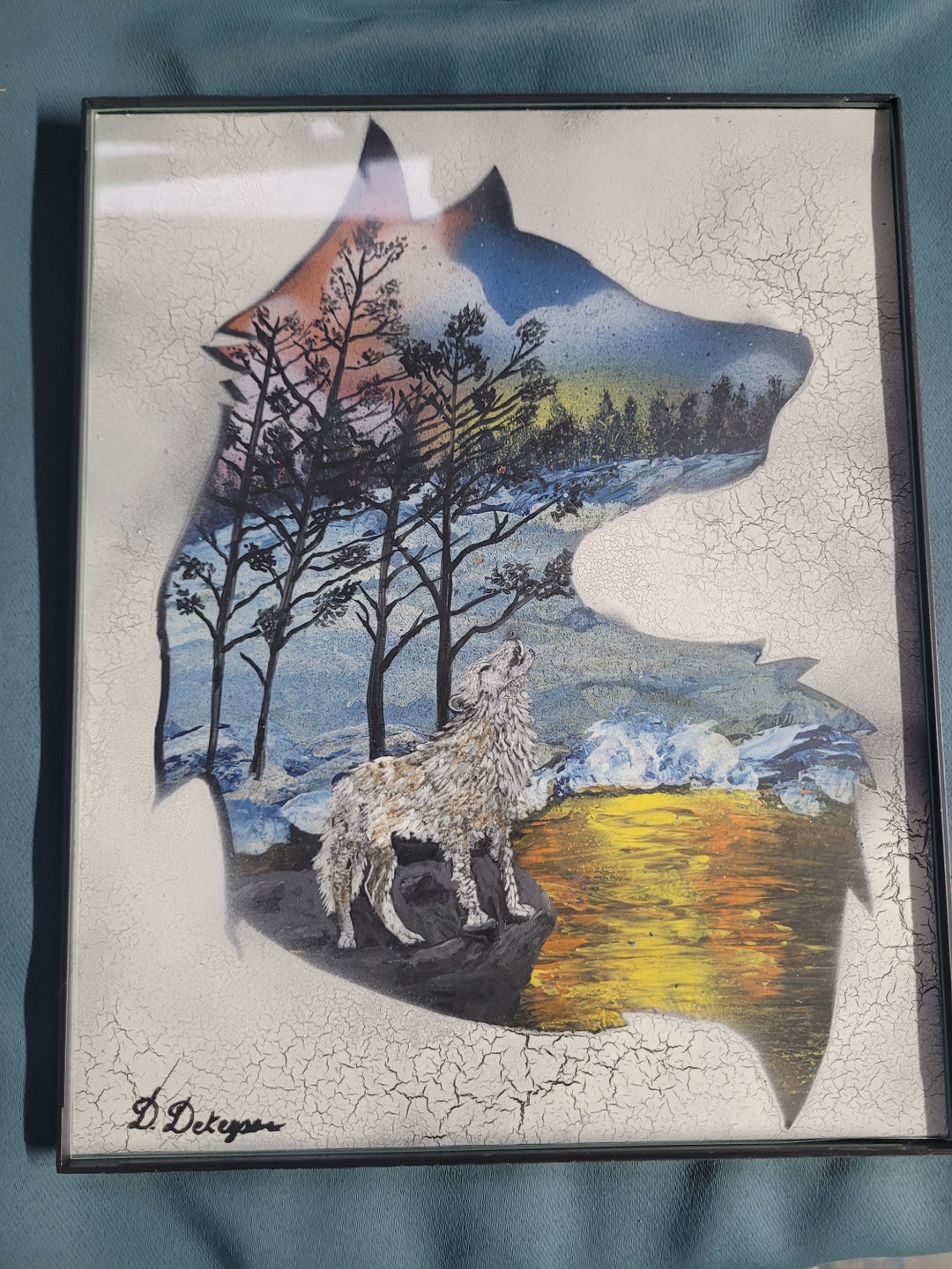 Original Howling Wolf Spray Paint Painting Multicolored - Etsy