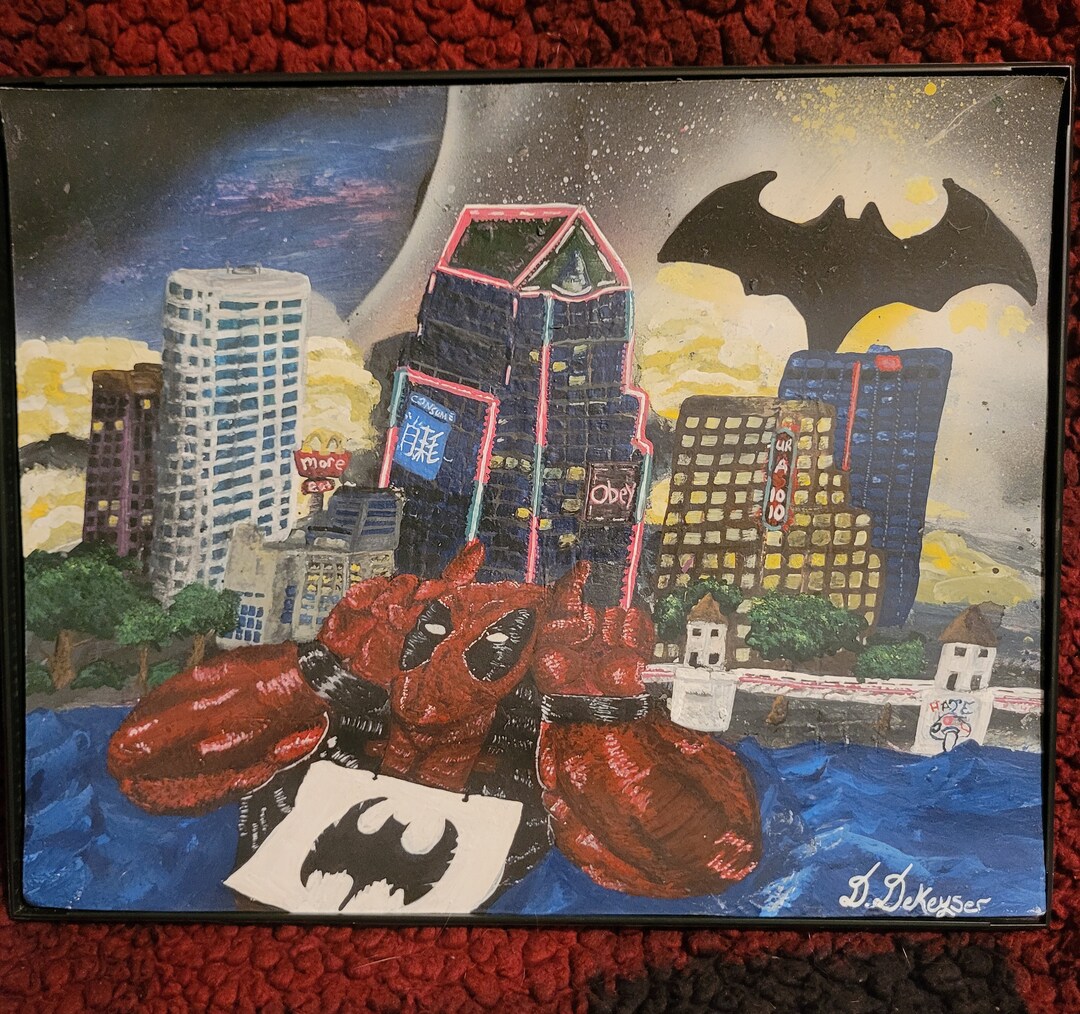 Original Comic Deadpool Spraypaint City Painting, Modern Funny Art ...