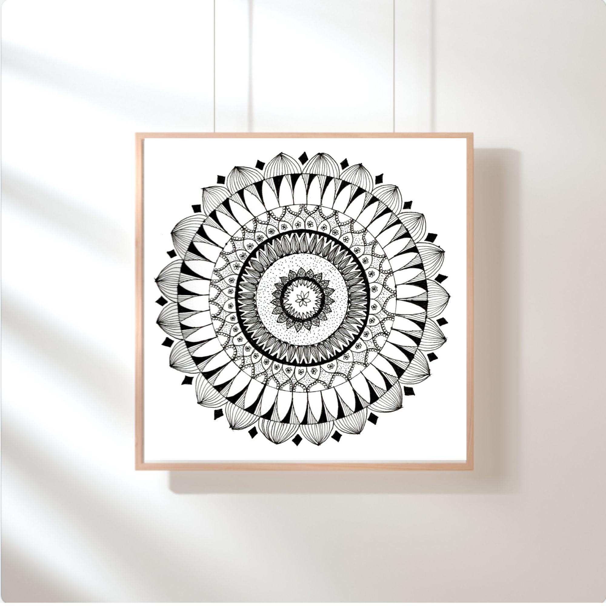 Hand Drawn Mandala Original Digital Download Wall Art - Etsy